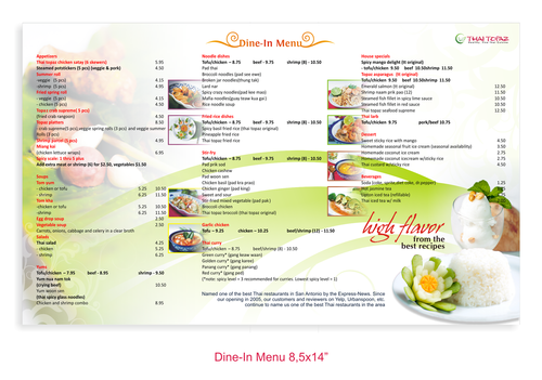 Delivery Flyer, To-Go Menu and Dine-In Menu for Restaurant By Thaitop