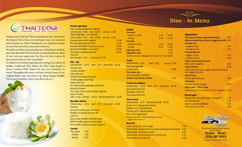Delivery Flyer, To-Go Menu and Dine-In Menu for Restaurant By Thaitop