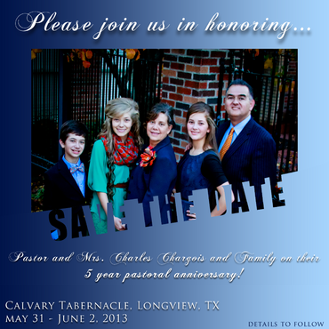 Save the date card design for church anniversery by Adspears