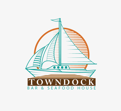 Logo for casual waterfront seafood restaurant on the harbor By Towndo