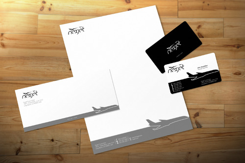 Edgy modern Letterhead an B. card for jet charter company By Jmac949
